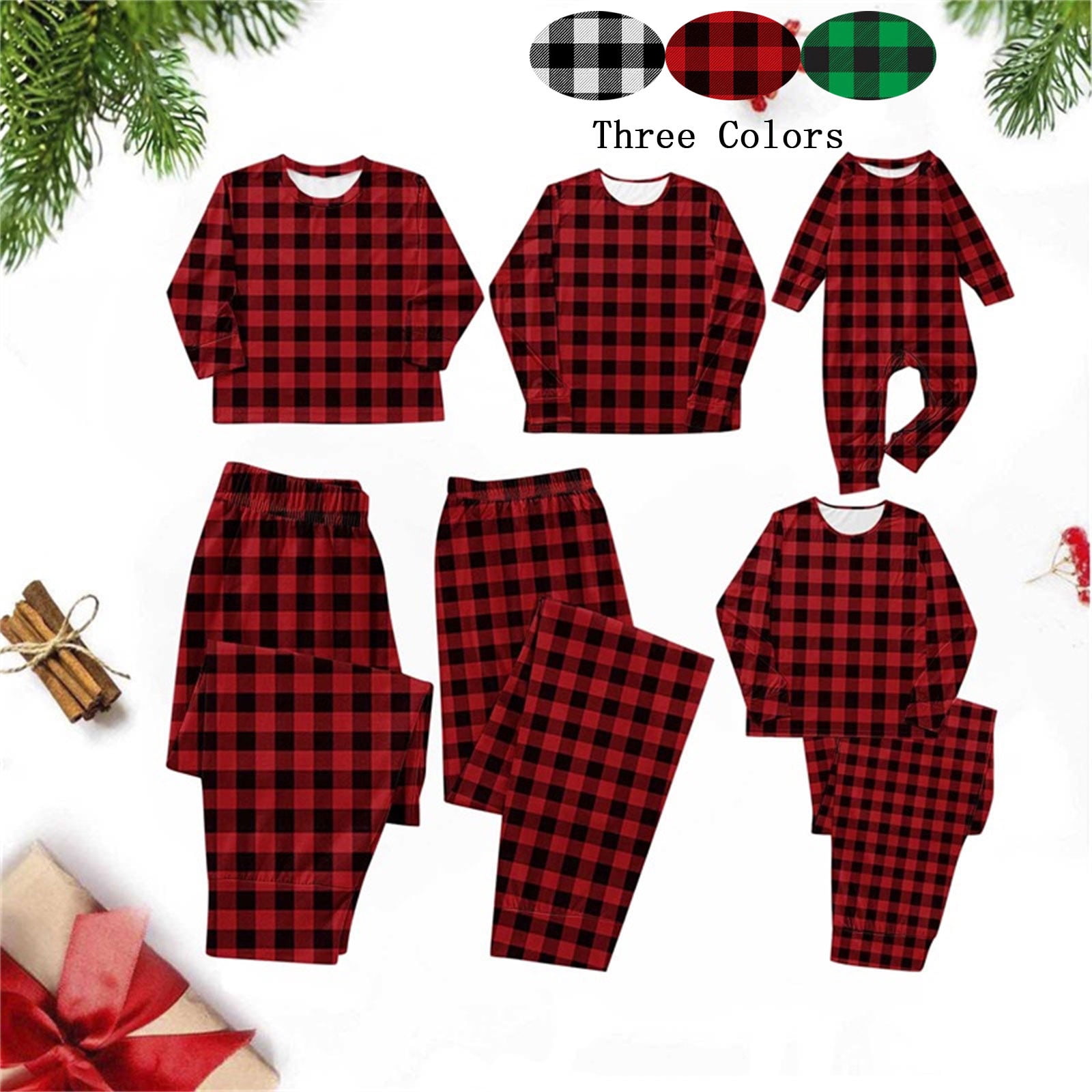 vdgthytj Family Matching Pajamas Sets Christmas Pjs Plaid Long Sleeve ...