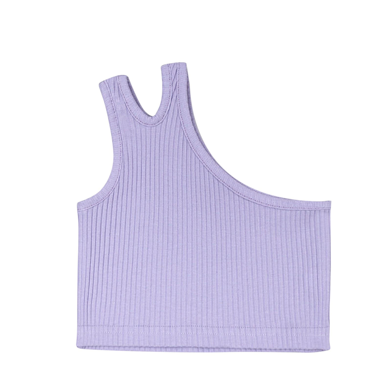 Besolor Girls Toddler One Shoulder Sleeveless Ribbed Crop Top Kids ...