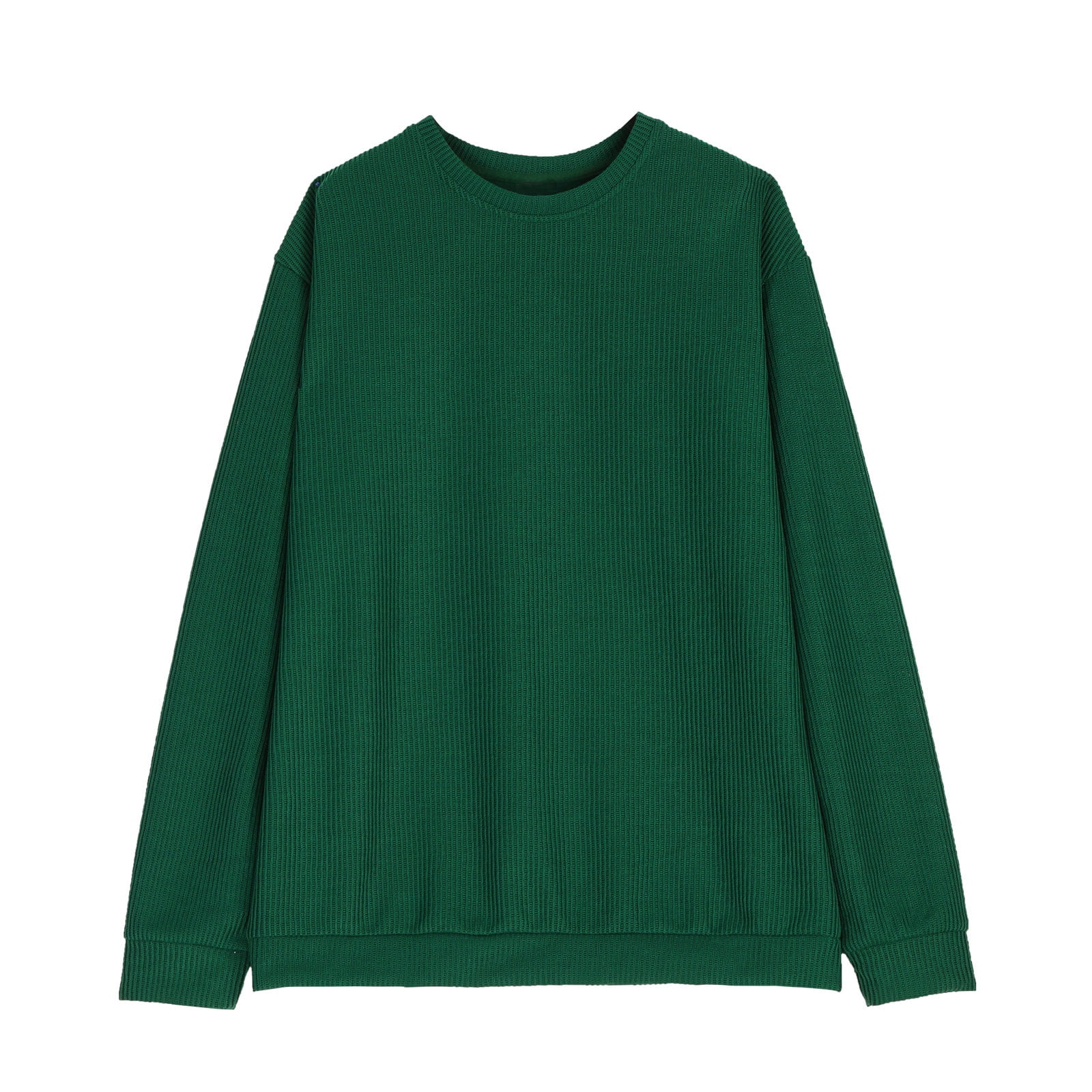 Besolor Long Sleeve Tops For Men Fall Winter Solid Color Round Neck