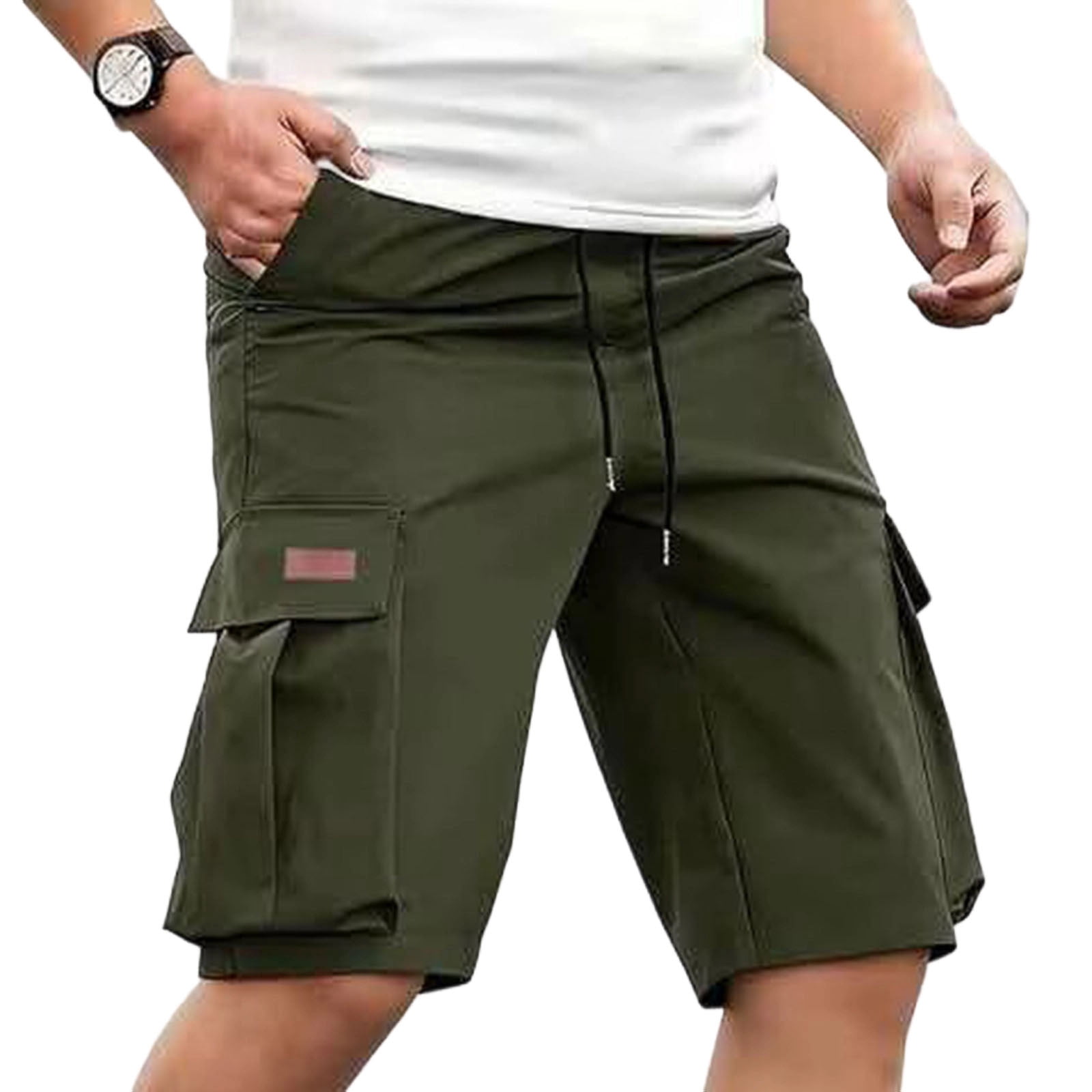 Besolor Men's Cargo Shorts Drawstring Elastic High Waist Outdoor Casual ...