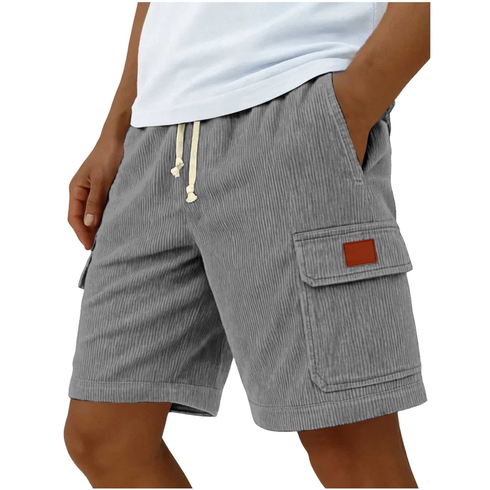 Besolor Men's Cargo Shorts Drawstring Elastic Waisted Wide Leg Casual ...