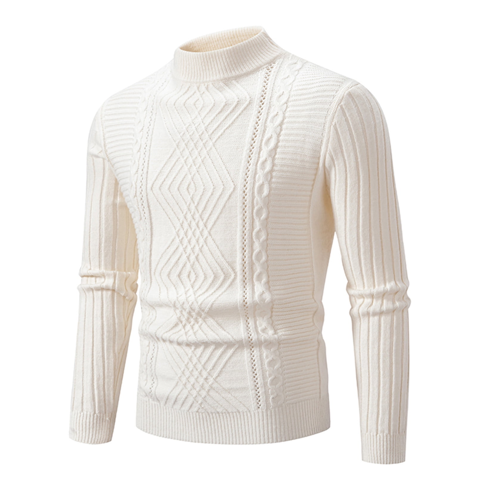 Besolor Men's Half Turtleneck Sweaters Casual Long Sleeve Cable Knit ...