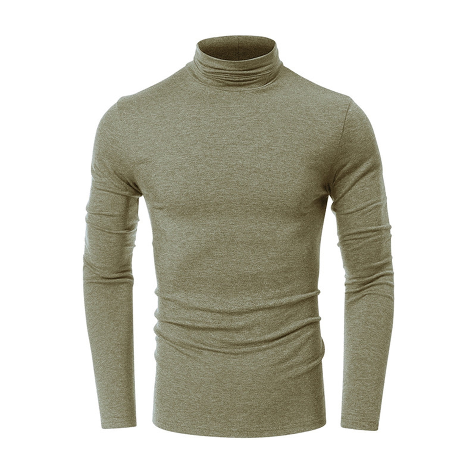 Besolor Men's Turtleneck Undershirt Casual Slim Fitted Stretchy Long ...