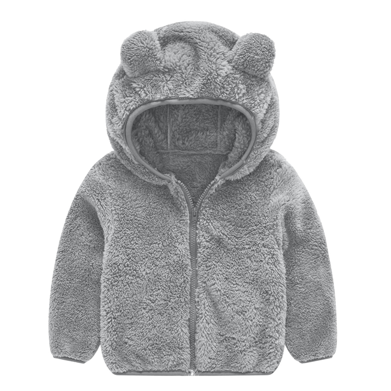 Besolor Newborn Girls Boys Fuzzy Winter Coats with Ear Toddler Cute Warm Fleece Hooded Jackets ...