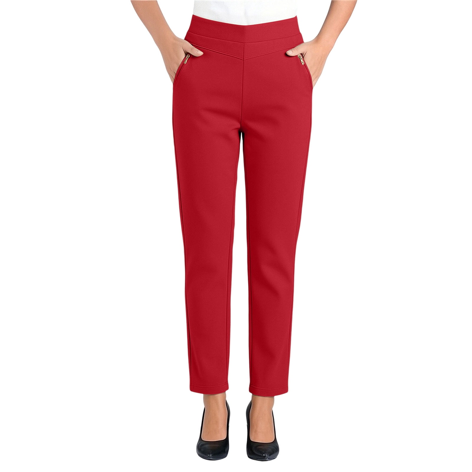 Besolor Plus Size Dress Pants Women Elastic High Waisted Straight Leg ...