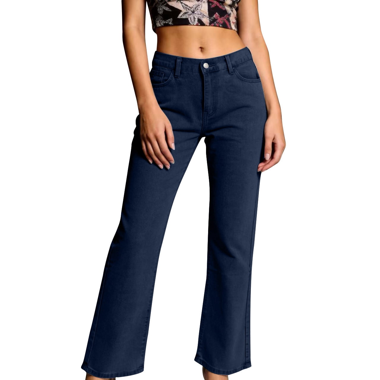 Besolor Plus Size Jeans for Women Wide Leg High Waist Stretchy Casual ...