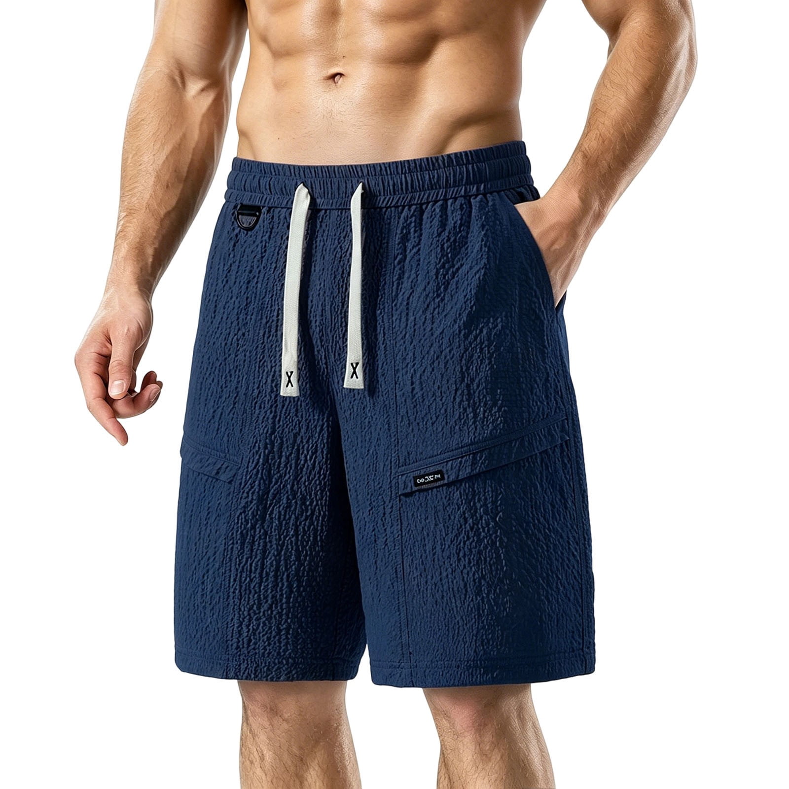 Besolor Plus Size Shorts for Men Drawstring Elastic Waisted Wide Leg ...
