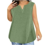 Besolor Plus Size Tank Tops for Women Trendy V Neck Sleeveless Basic ...