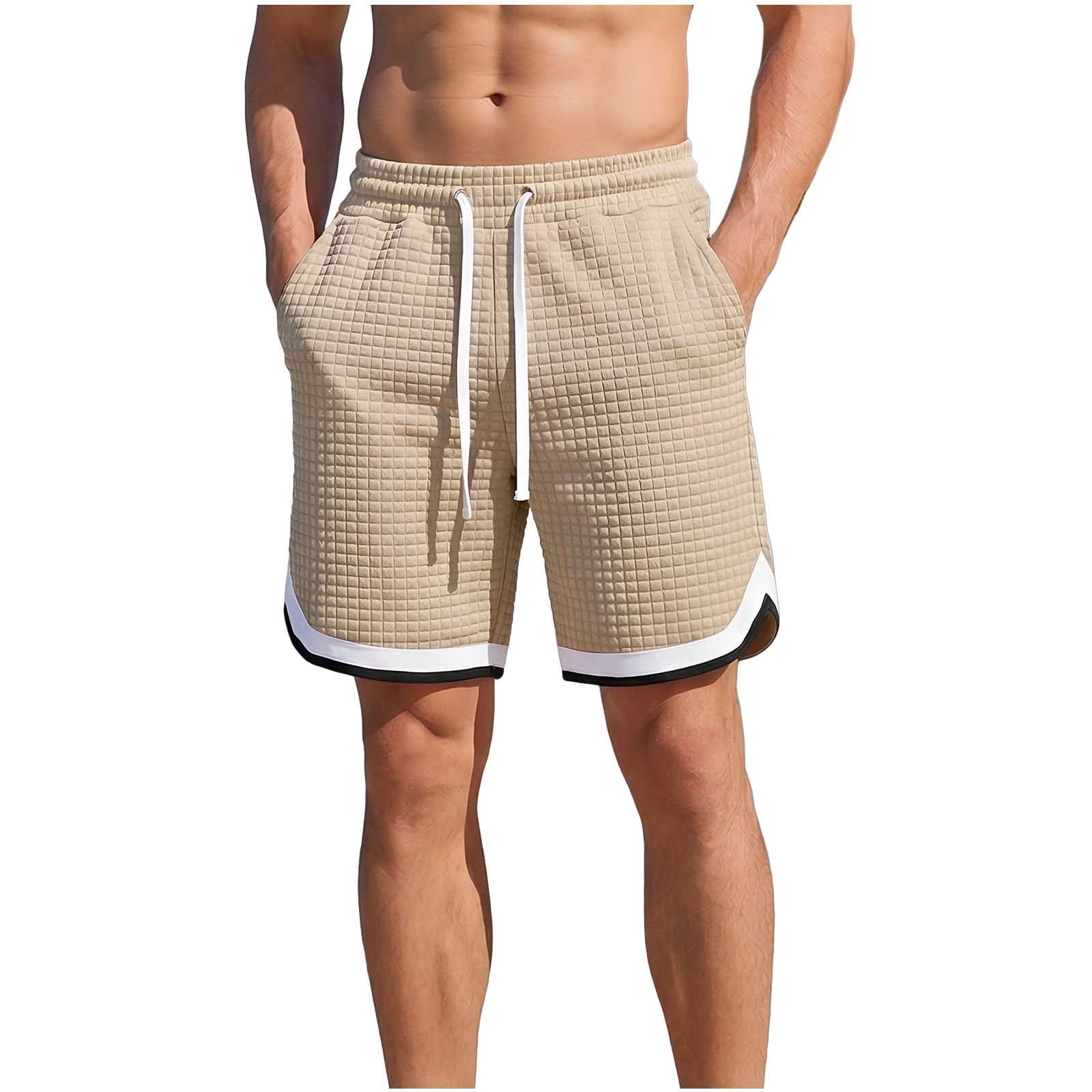Besolor Shorts for Men Drawstring Elastic Waisted Wide Leg Color Block ...