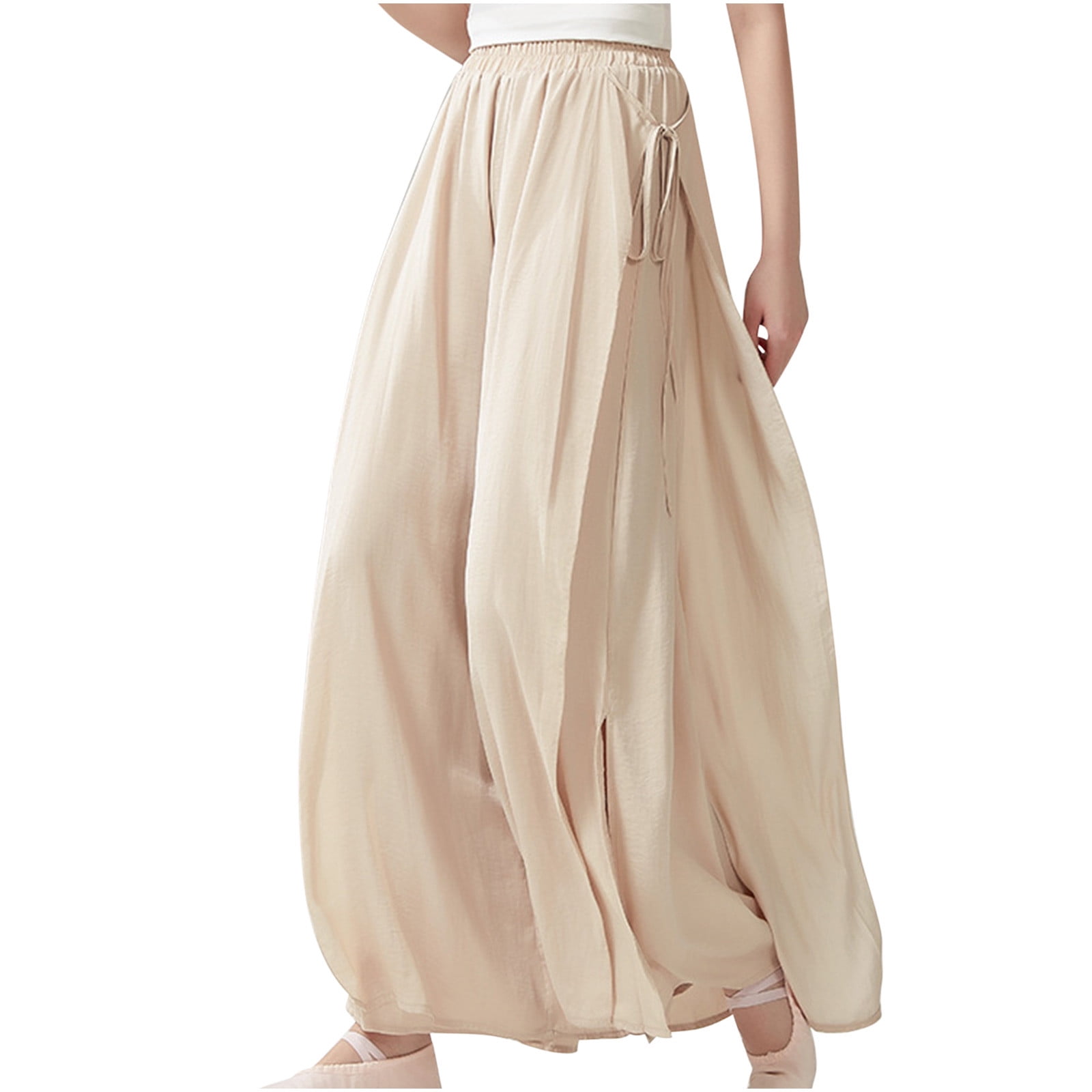 Besolor Split Wide Leg Pants for Women Flowy Boho High Waist Long ...