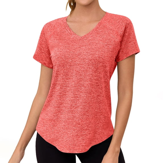 Besolor Summer Workout Tops for Women V Neck Short Sleeve T-Shirts ...