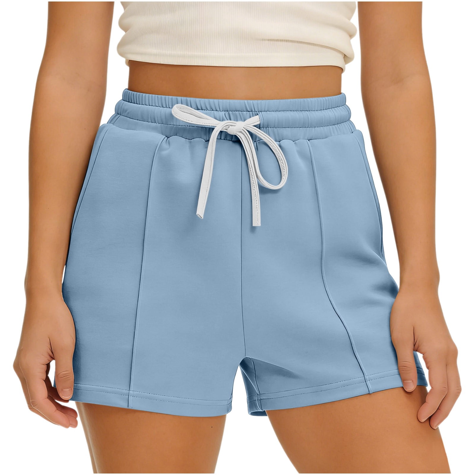Besolor Sweat Shorts for Women Wide Leg Drawstring Elastic Waist Summer ...