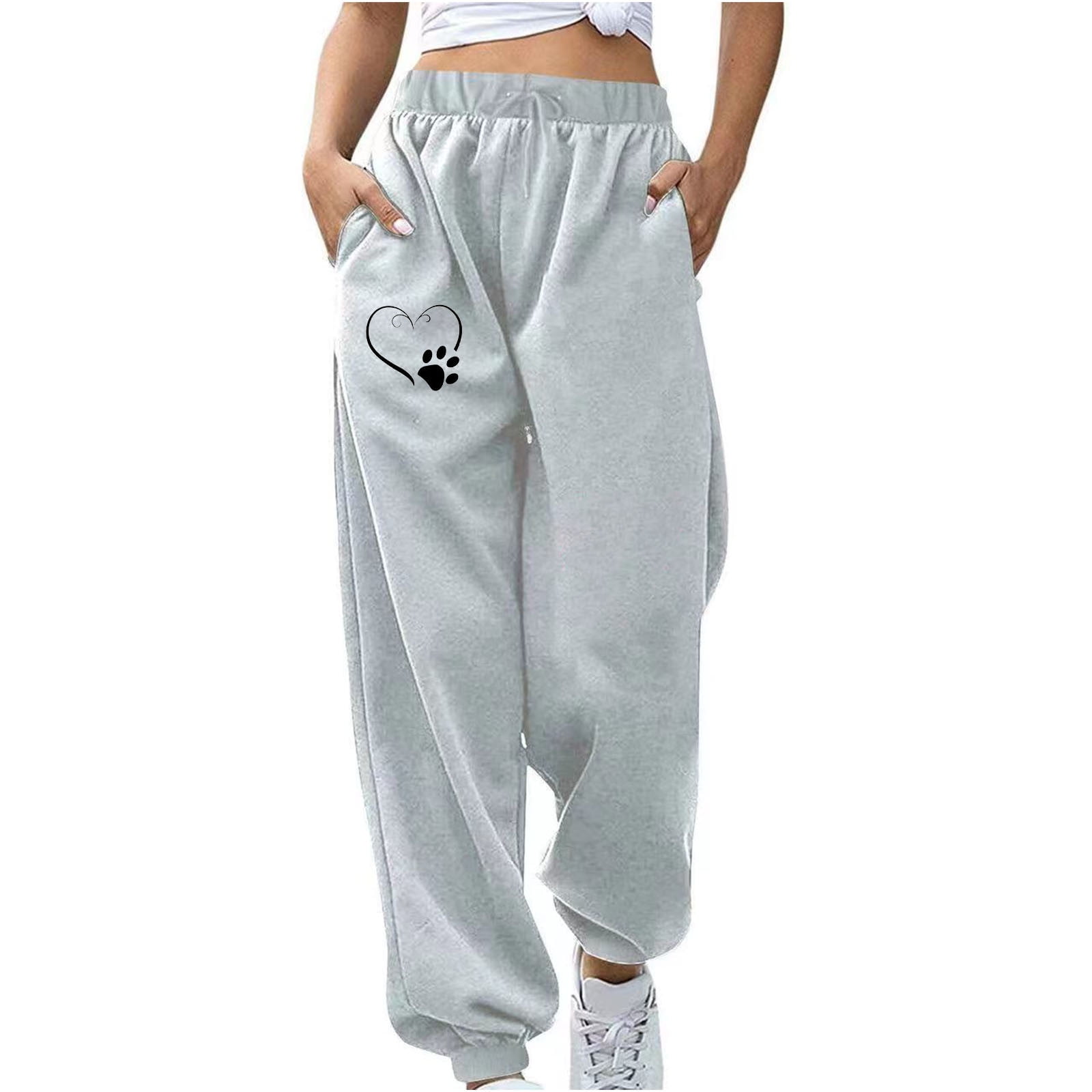 Besolor Sweatpants for Women Print High Waisted Comfy Fleece Joggers ...