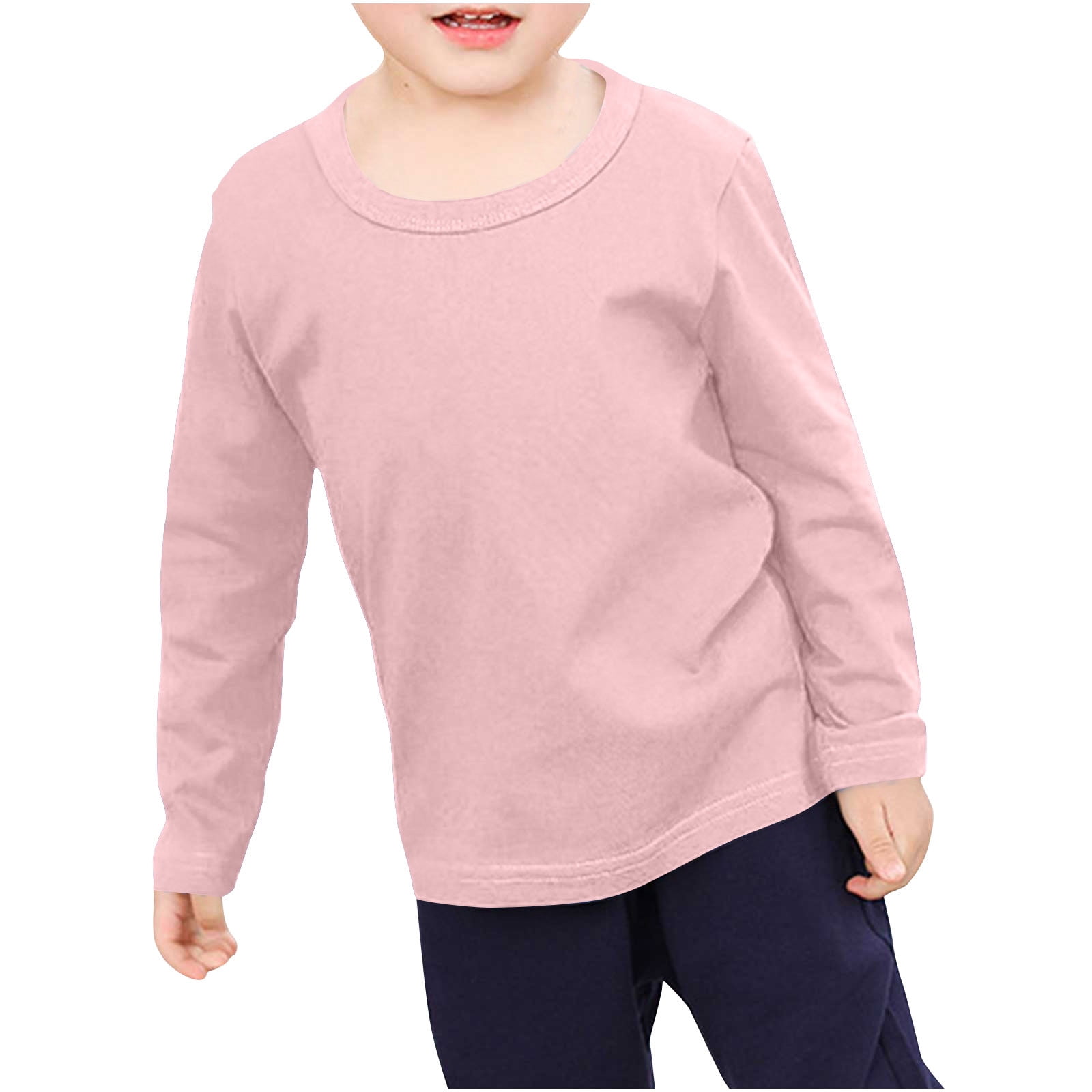 Besolor Toddler Boys Girls Long Sleeve T-Shirts Kids Casual Solid Color ...