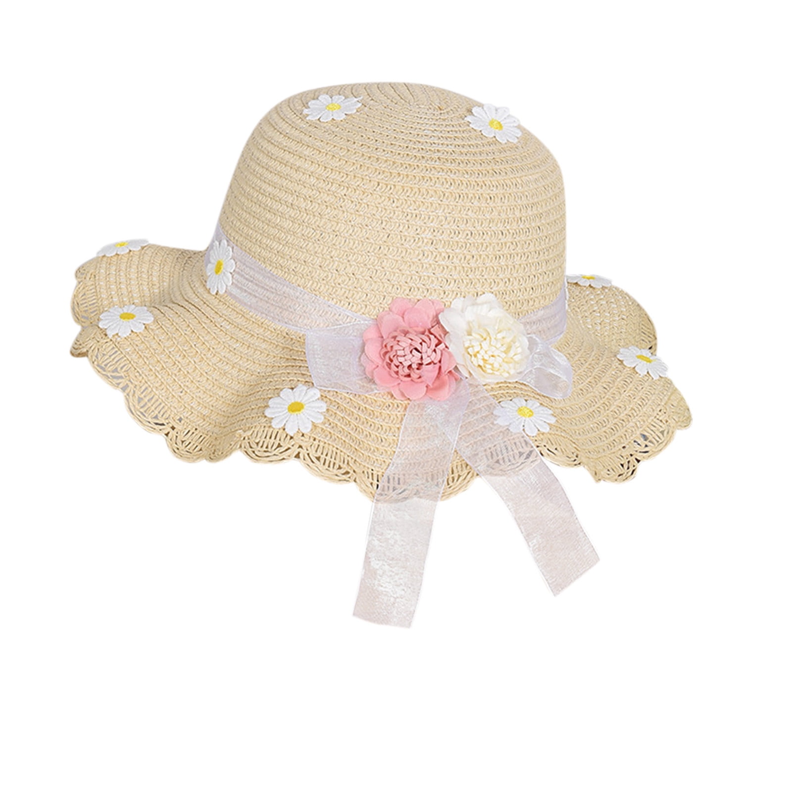 Besolor Toddler Girls Straw Hat Kids Cute Summer Foldable Sun ...