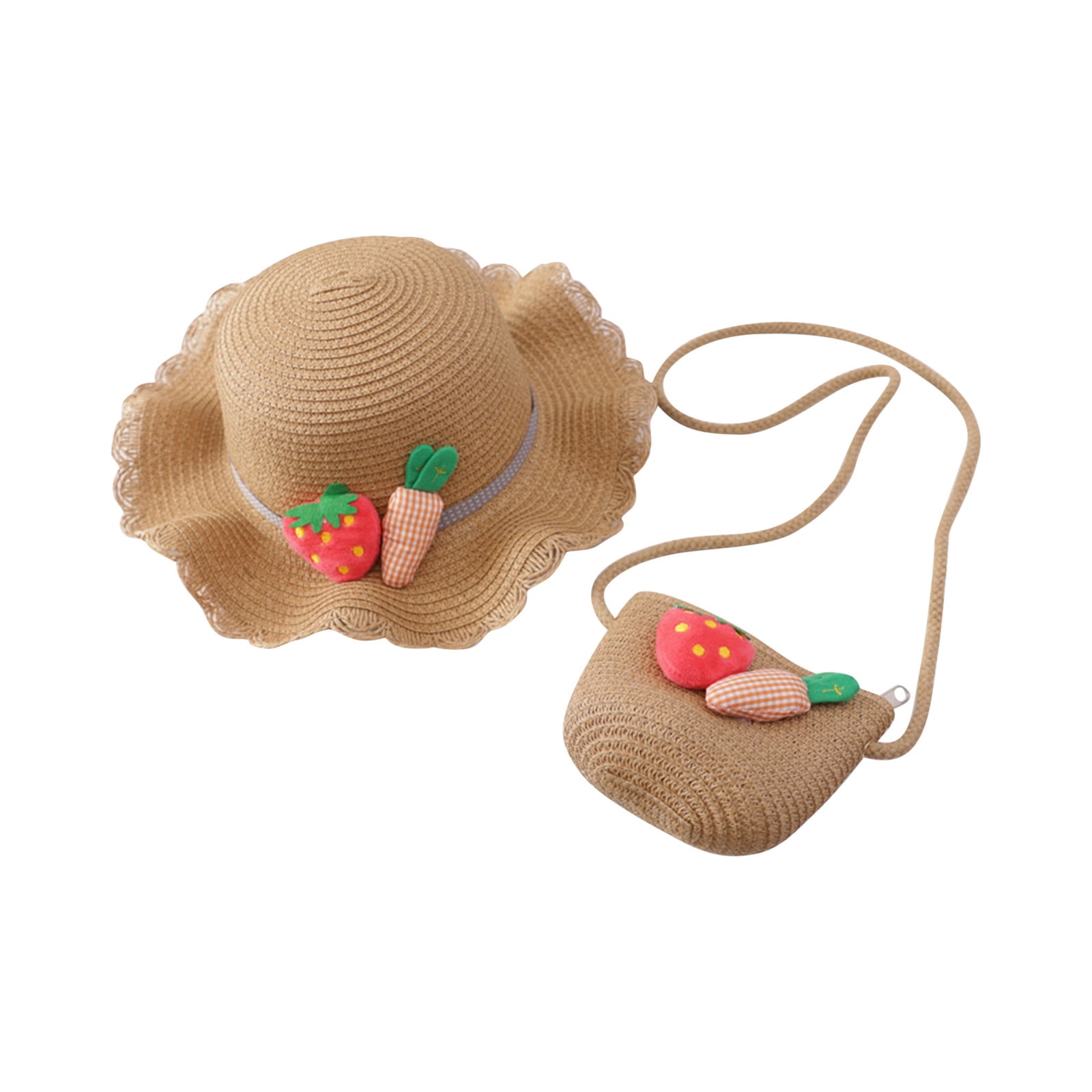 Besolor Toddler Girls Straw Wide Brim Sun Hat Kids Cute Sun Protection ...
