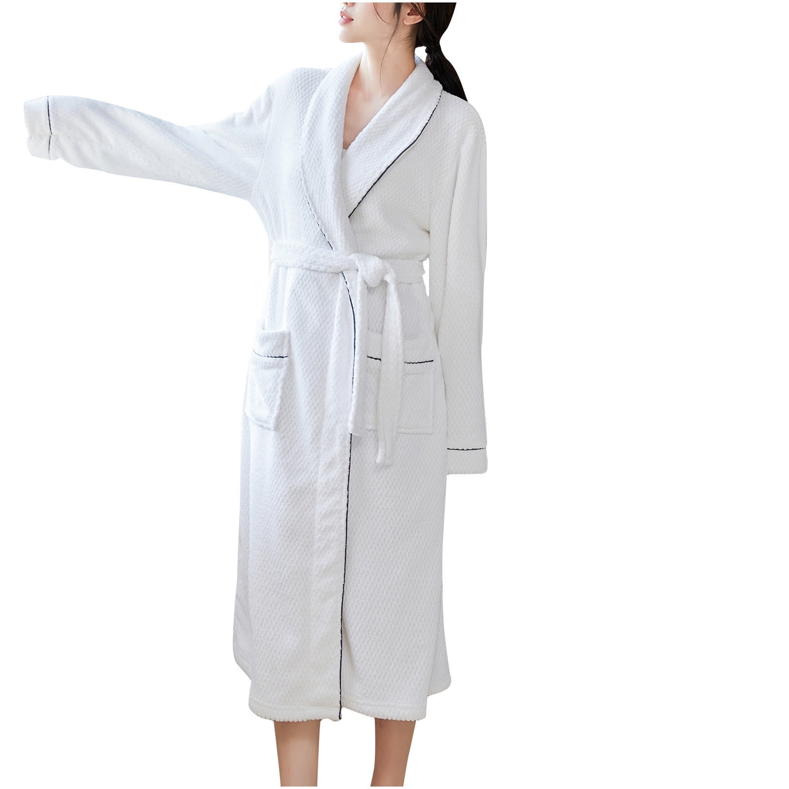 Besolor Women Flannel Fleece Robes Cozy Warm Bathrobe Long Soft Plush ...