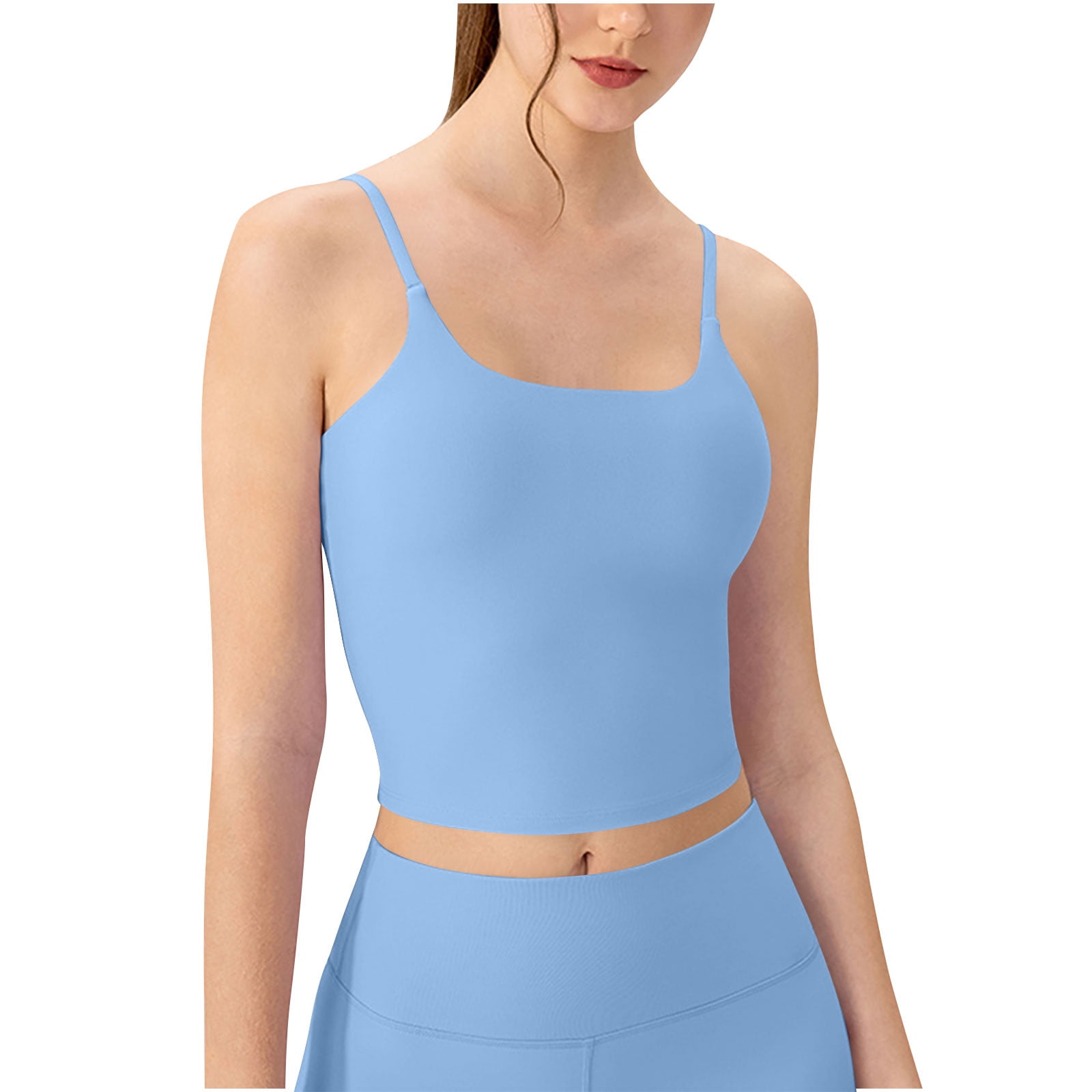 Besolor Women Yoga Tank Tops with Built in Bra Spaghetti Strap Cropped ...