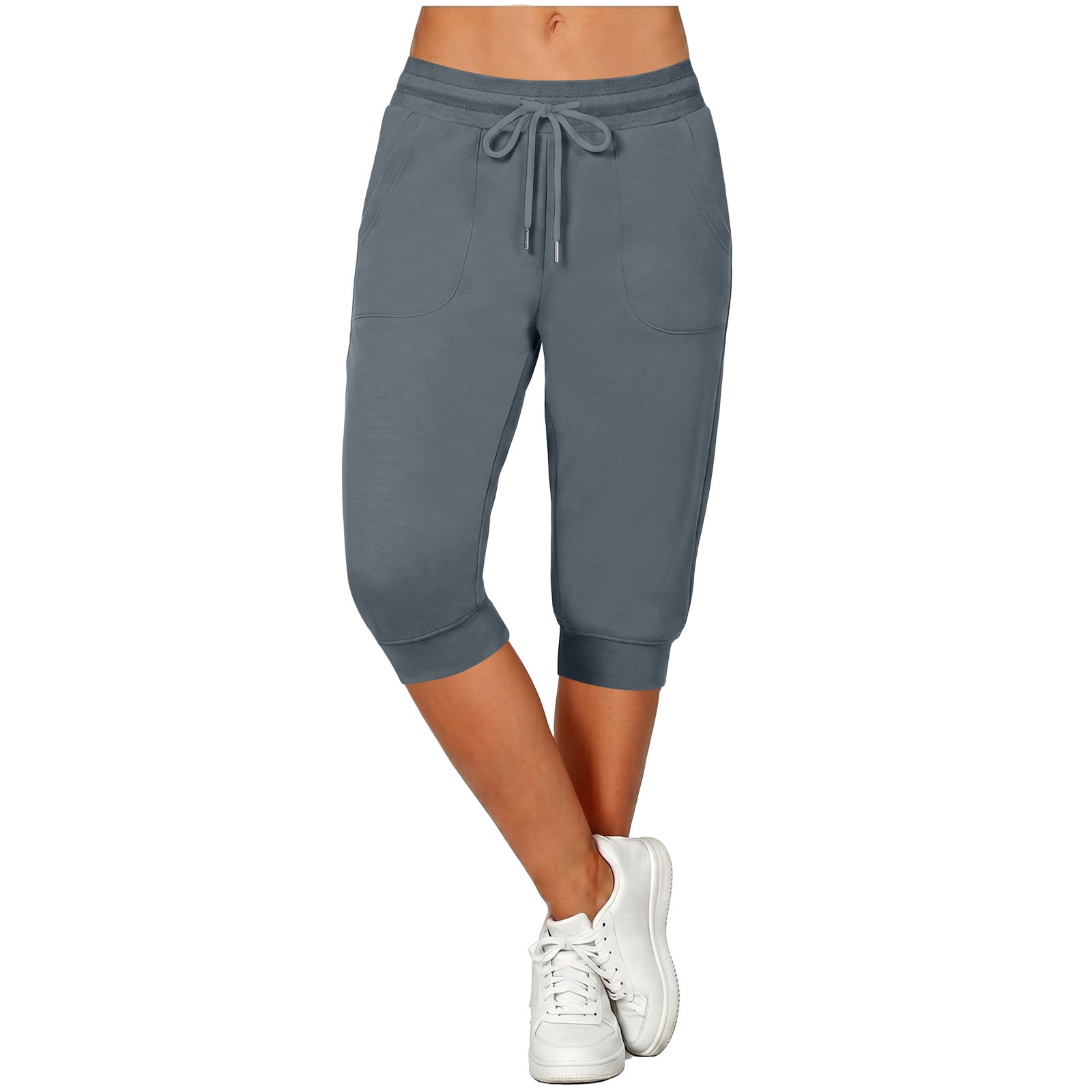 Besolor Women's Capri Pants Casual Loose Workout Running Cinch Bottom ...