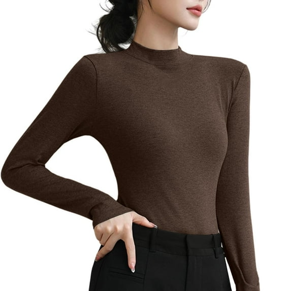 Besolor Women's Crew Neck Long Sleeve Shirts Casual Slim Fitted Base ...