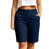 Besolor Women's Dress Shorts Summer Knee Length High Waisted Straight ...