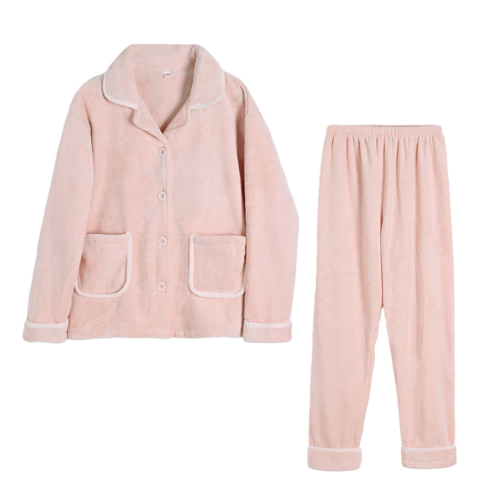 Besolor Women's Fuzzy Warm Winter Pajamas Set Casual Long Sleeve Button ...