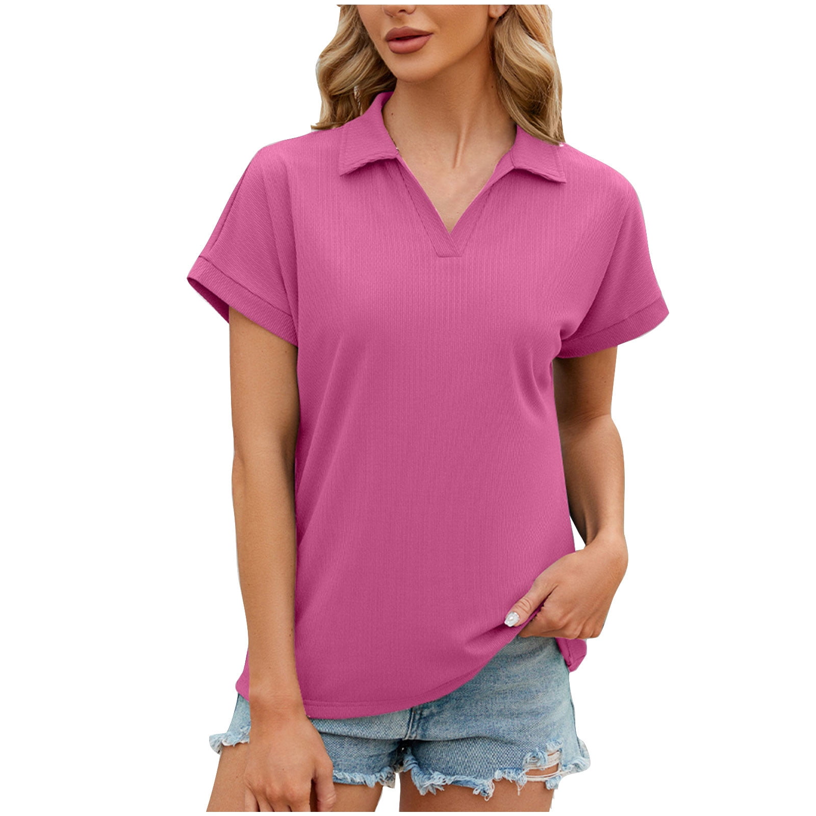 Besolor Women's Short Sleeve Tops and Blouses Business Casual Collared ...