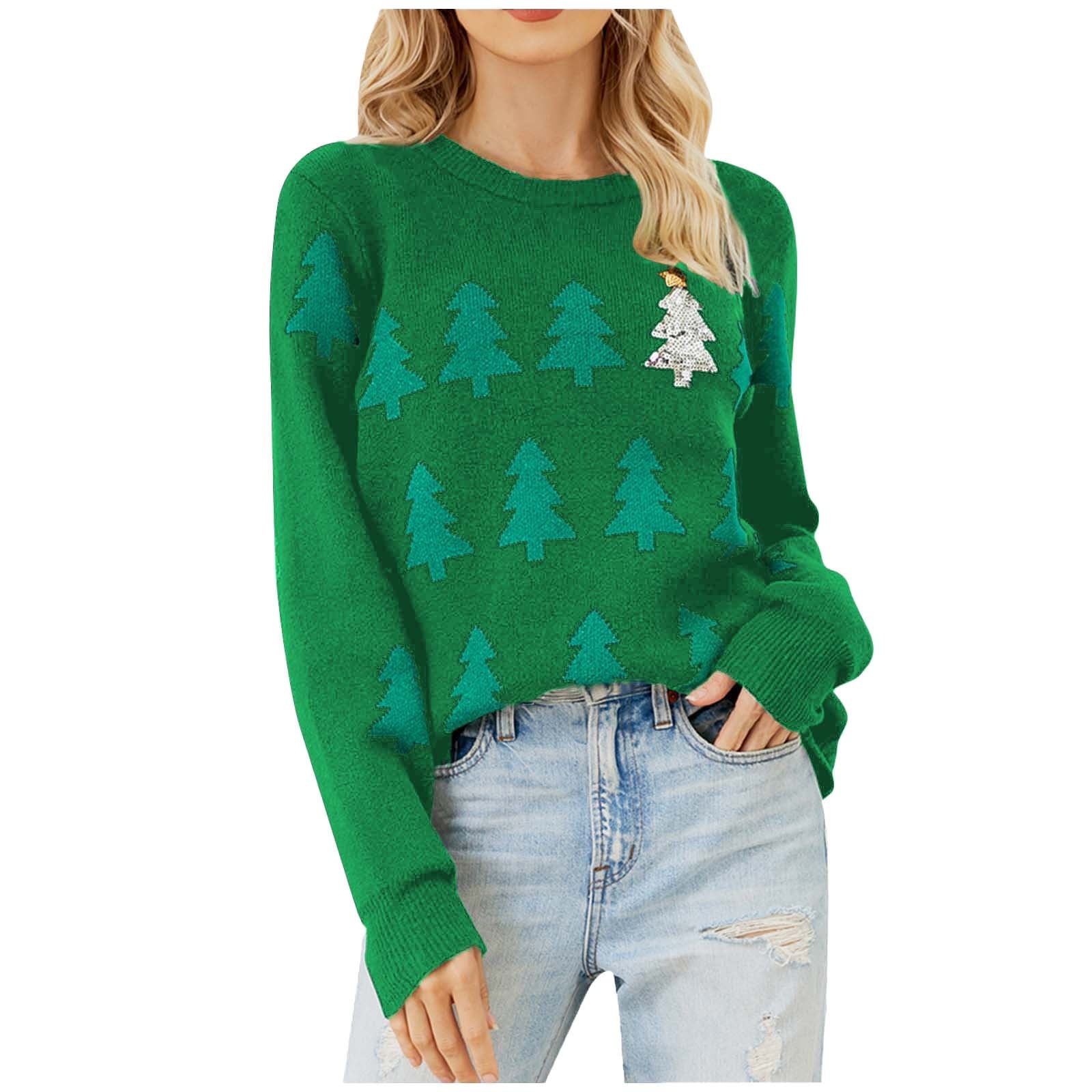 Besolor Women's Ugly Funny Christmas Sweaters Warm Knitted Crew Neck ...
