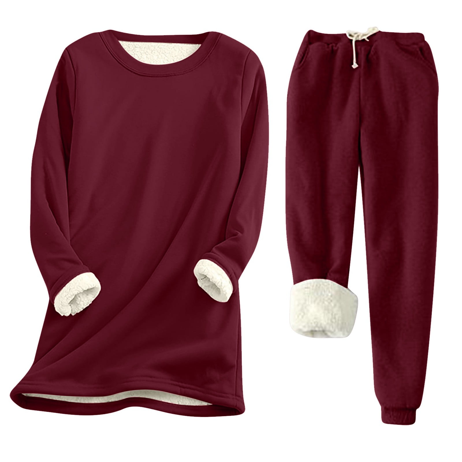 Besolor Women's Warm Winter Pajamas Cozy Fleece Lined Long Sleeve ...