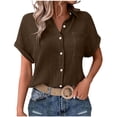 Besolor Womens Button down Dress Shirts Collared Short Sleeve Textured ...