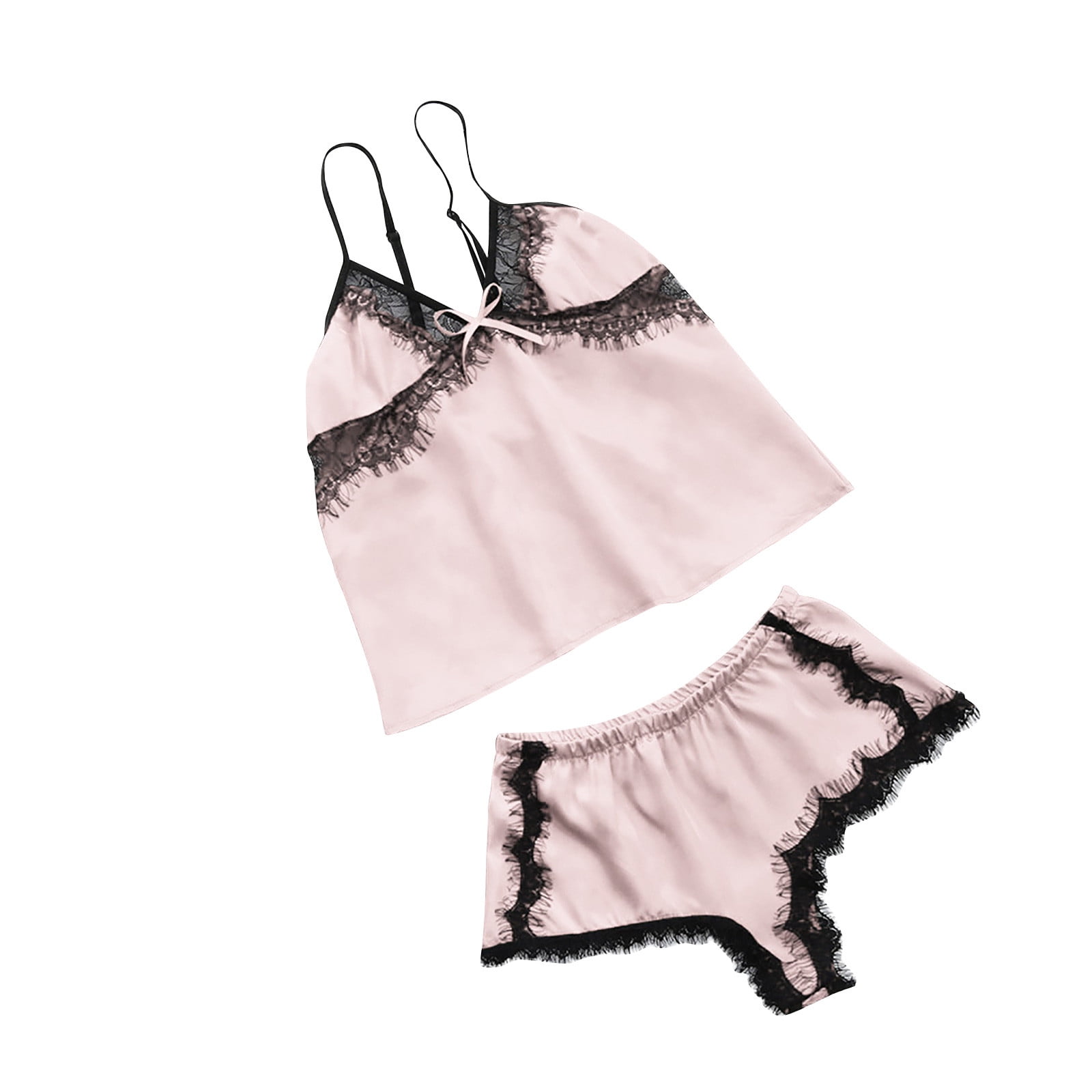 Besolor Womens Cami Pajama Set Sleepwear Lace Trim Spaghetti Strap ...