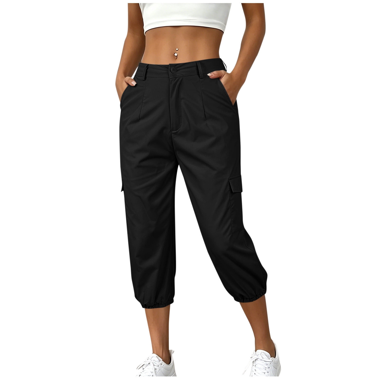 Besolor Womens Cargo Capris High Waisted Lightweight Quick Dry Hiking ...