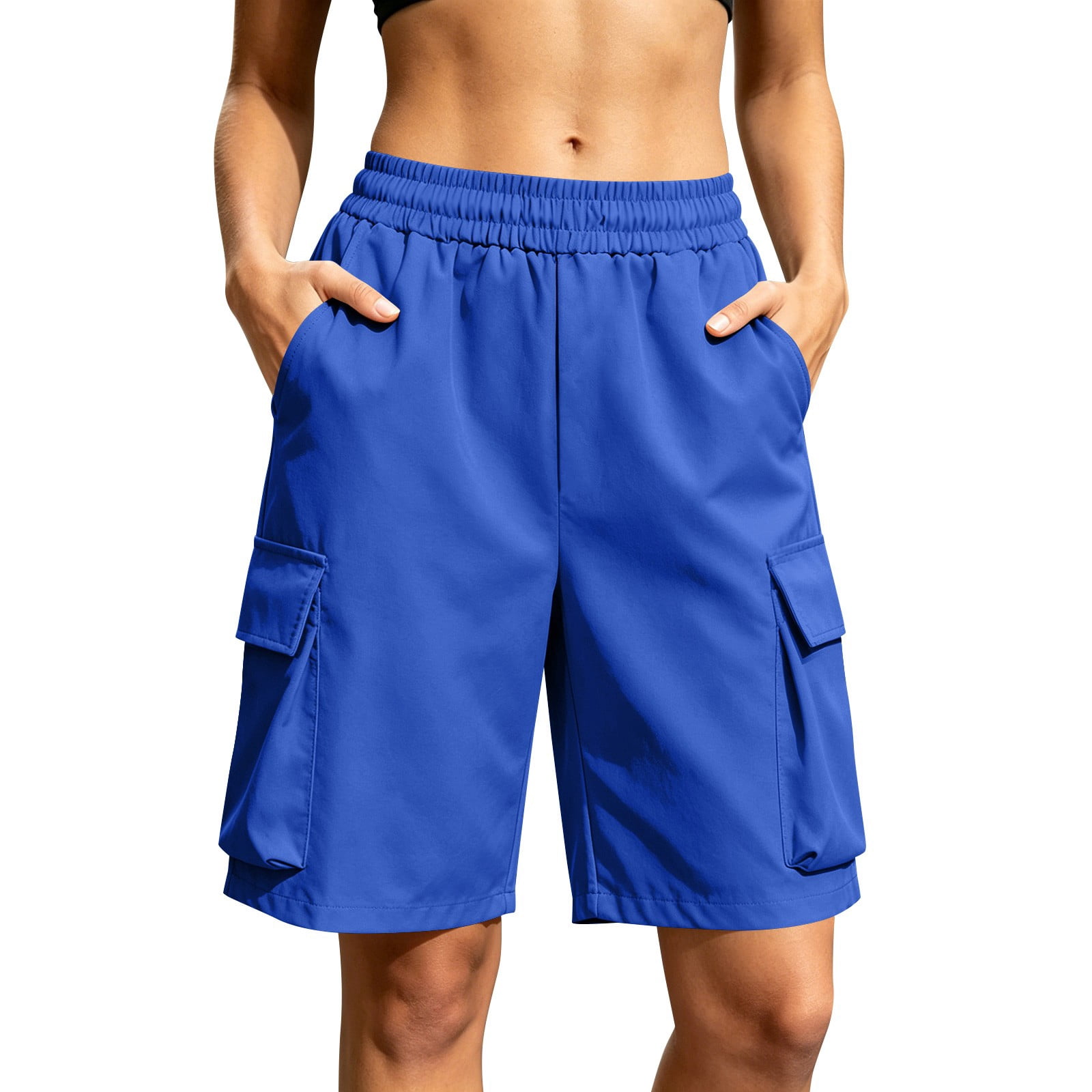 Besolor Womens Cargo Shorts Knee Length Casual Loose Hiking Shorts ...