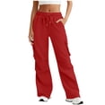 Besolor Womens Cargo Sweatpants Elastic Waist Drawstring Wide Leg ...