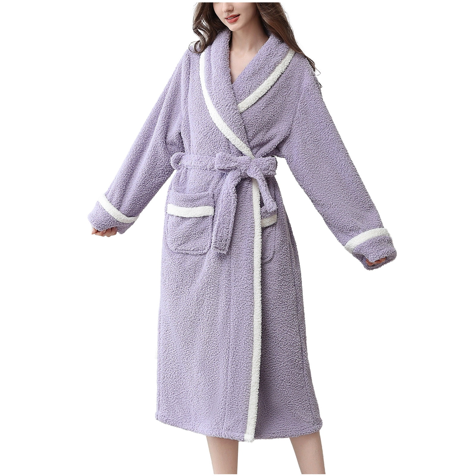 Besolor Womens Fleece Long Robes, Plush Warm Winter Robe, Cozy Warm ...