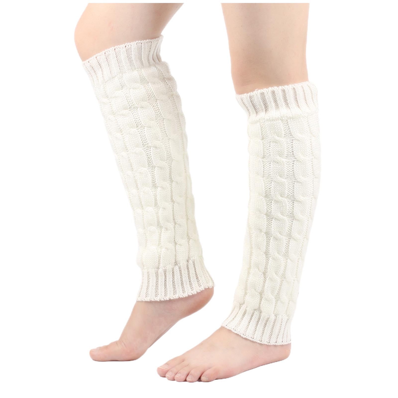 Besolor Womens Fuzzy Leg Warmers Cable Knit Winter Knee Boot Stockings ...