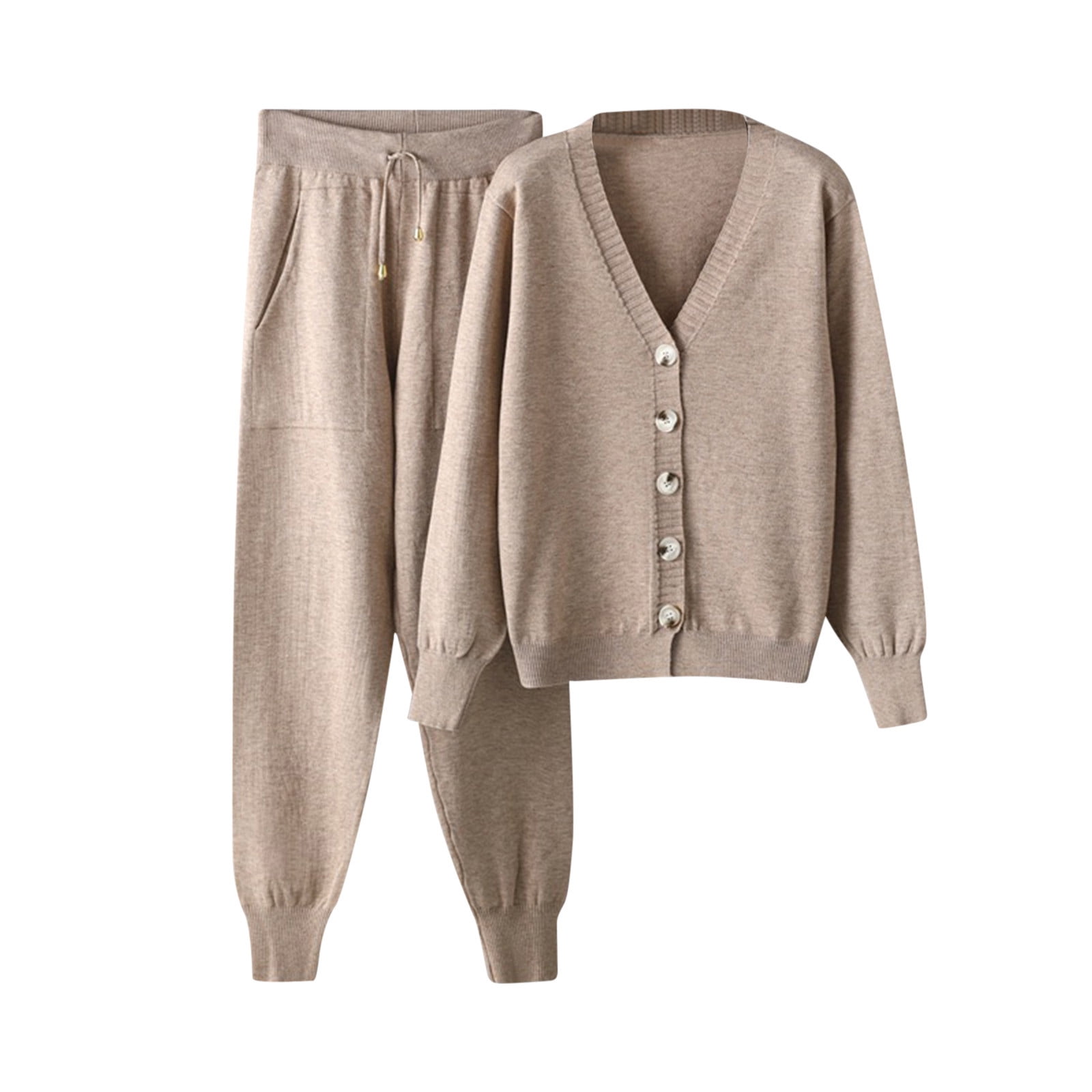 Besolor Womens Knit 2 Piece Sweater Sets Button down Open Front ...