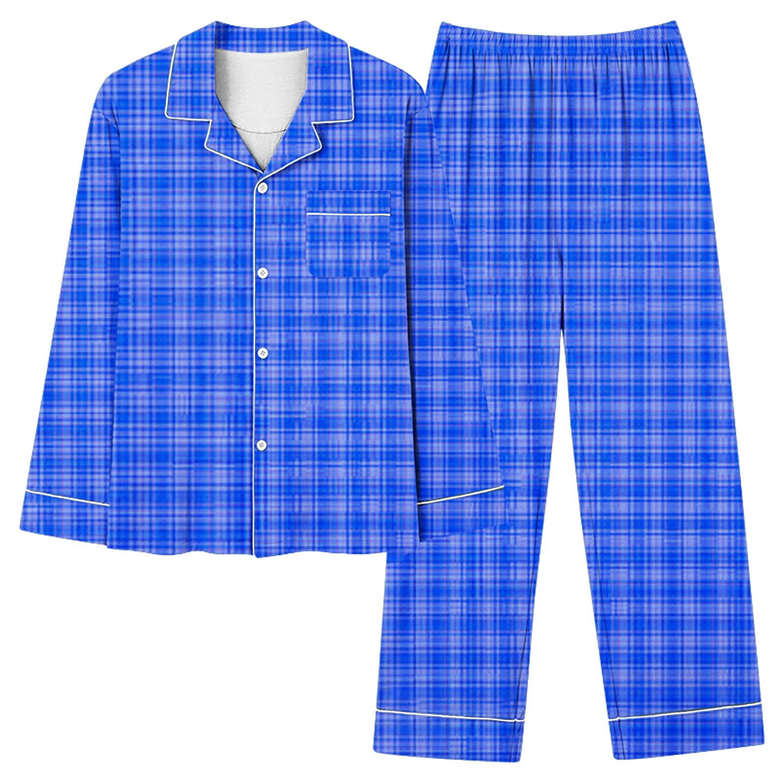 Besolor Womens Plaid Pajama Sets Casual Long Sleeve Button down Shirts ...