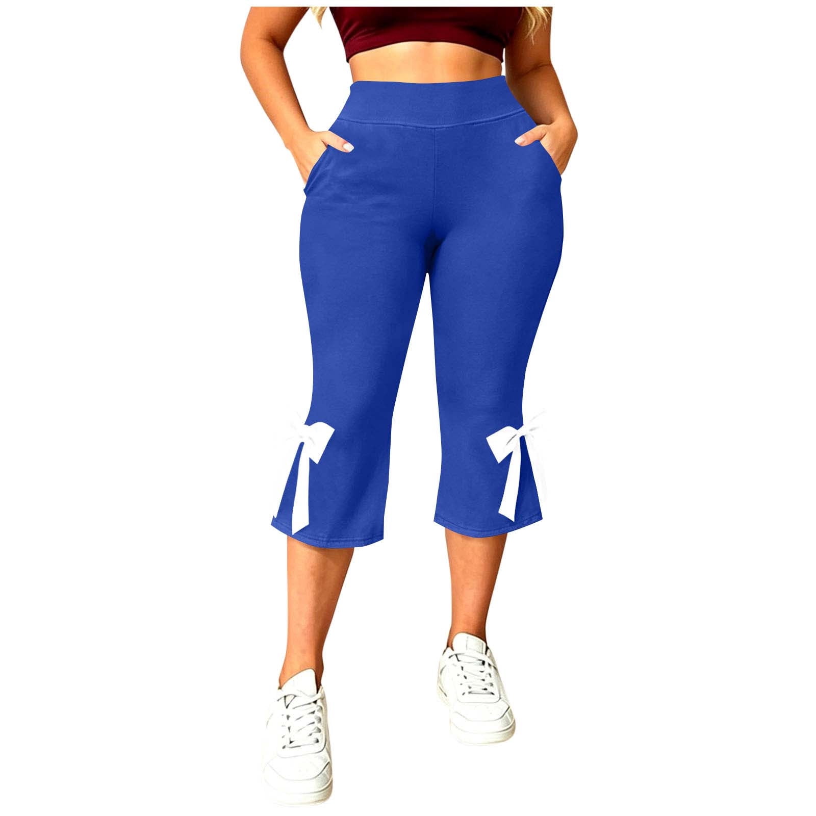 Besolor Womens Plus Size Capri Leggings Elastic High Waisted Butt ...