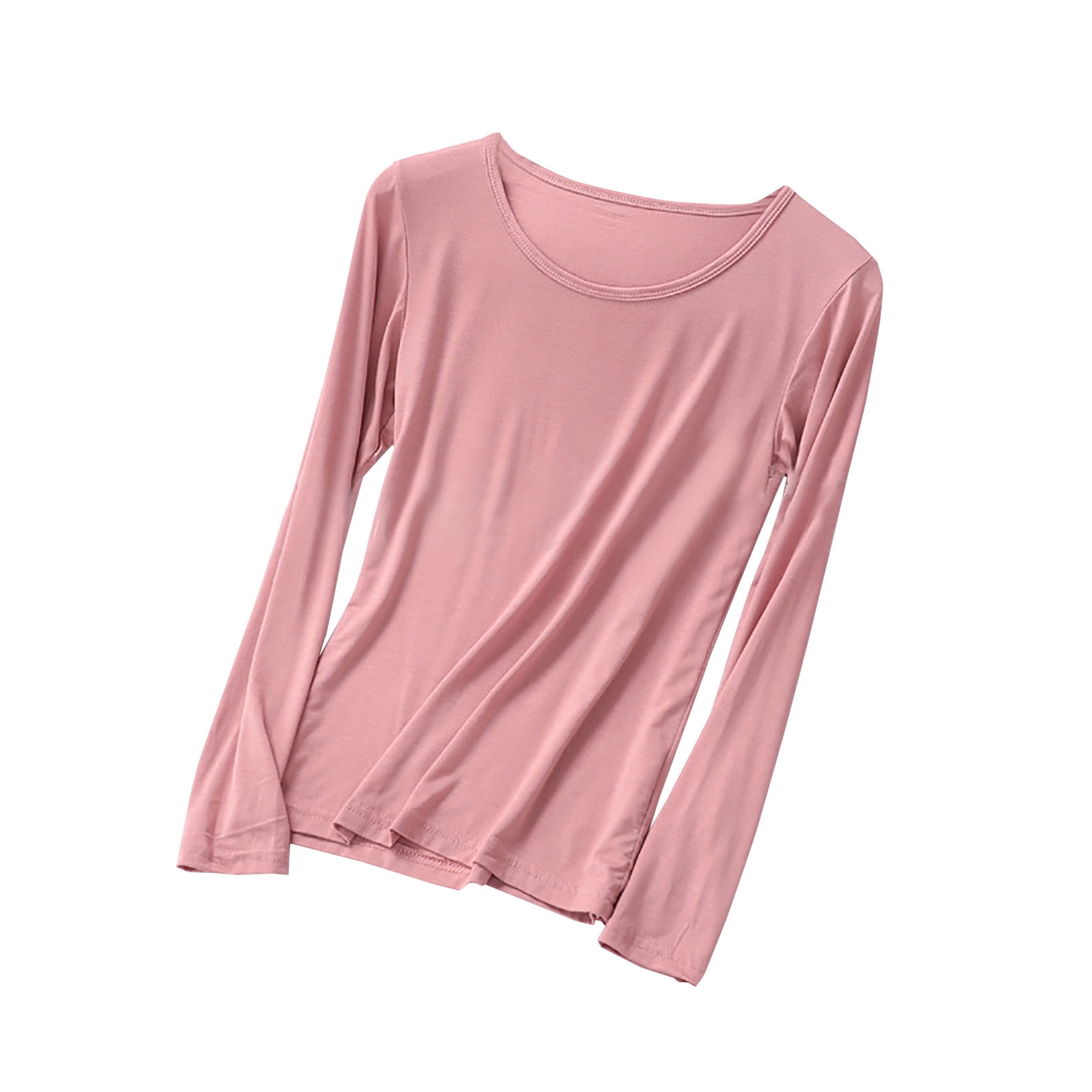 Besolor Womens Plus Size Pajama Tops Round Neck Long Sleeve Thin Sleep ...