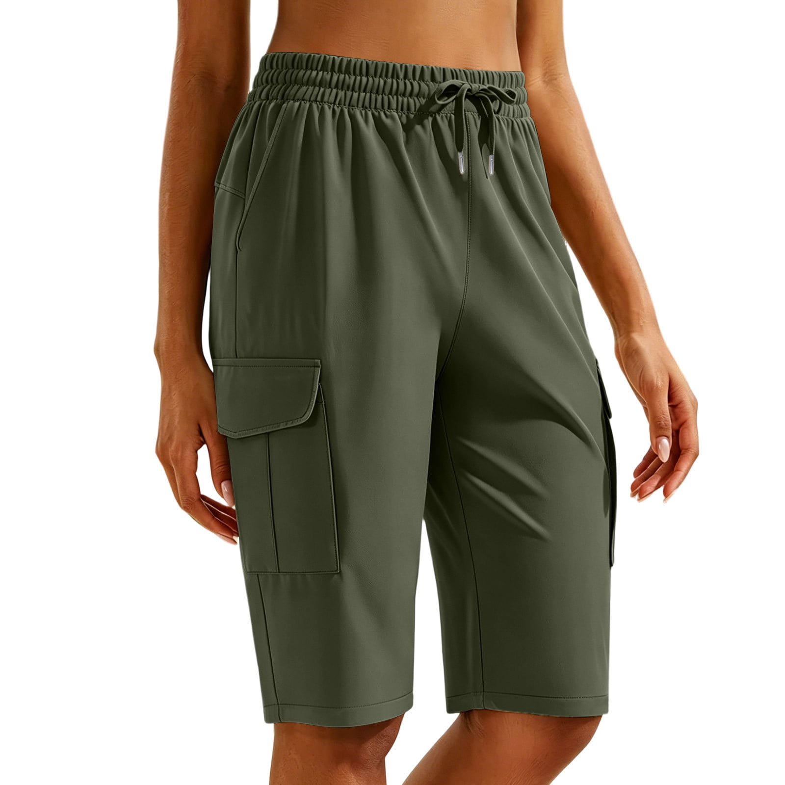 Besolor Womens Running Shorts High Waist Elastic Drawstring Lightweight ...