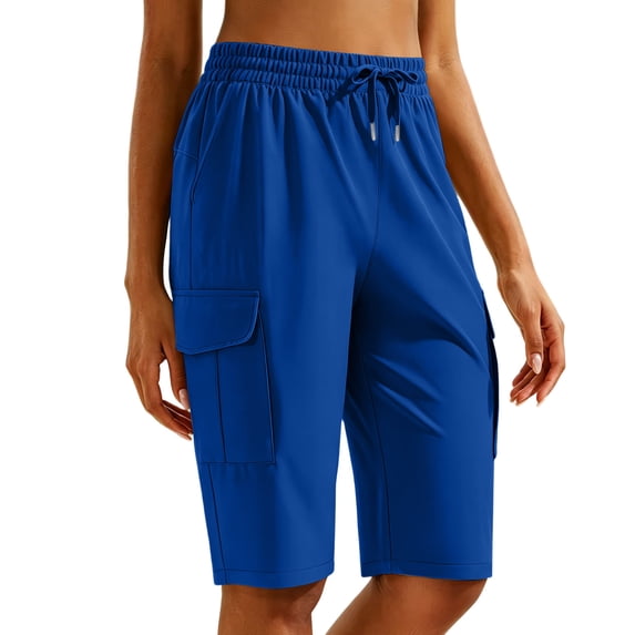 Besolor Womens Running Shorts High Waist Elastic Drawstring Lightweight ...