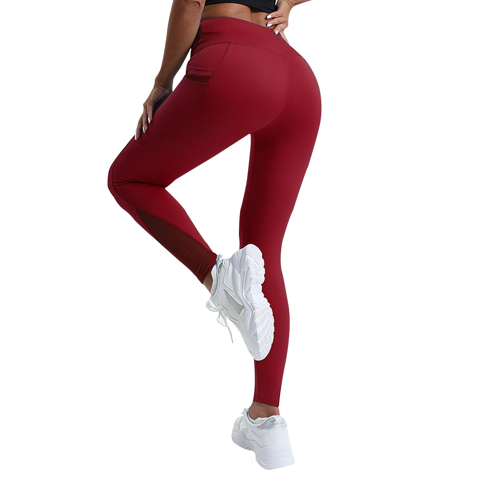 Besolor Womens Scrunch Yoga Leggings Seamless Mesh Splicing High Waist ...