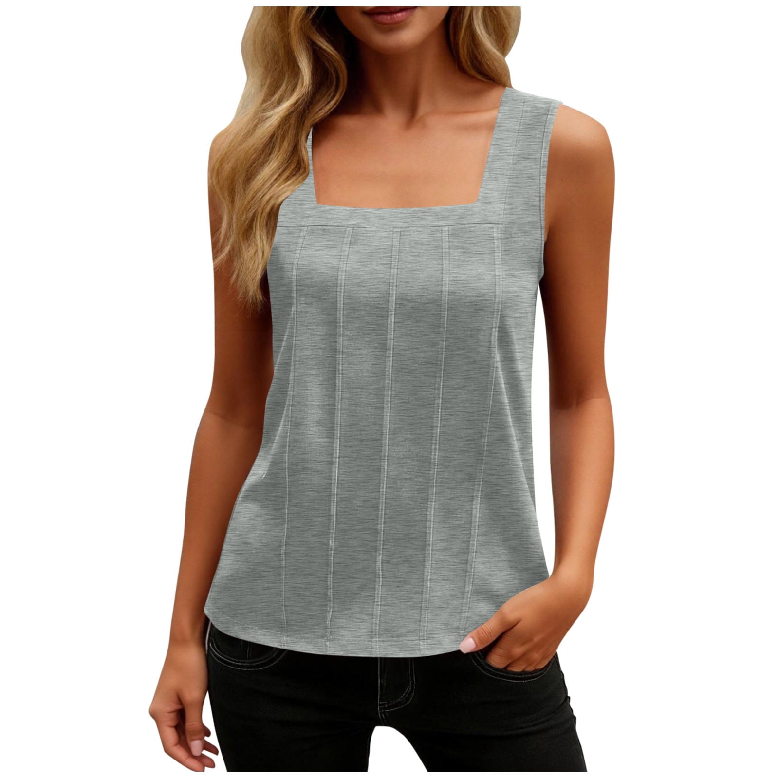 Besolor Womens Tank Tops Sleeveless Square Neck Summer Lightweight ...