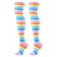 Besolor Womens Thigh-High Socks Cute Striped Colorful over the Knee ...