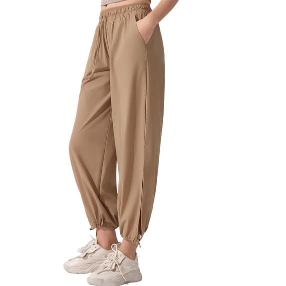 Besolor Womens Yoga Pants High Waisted Elastic Drawstring Cinch Bottom ...