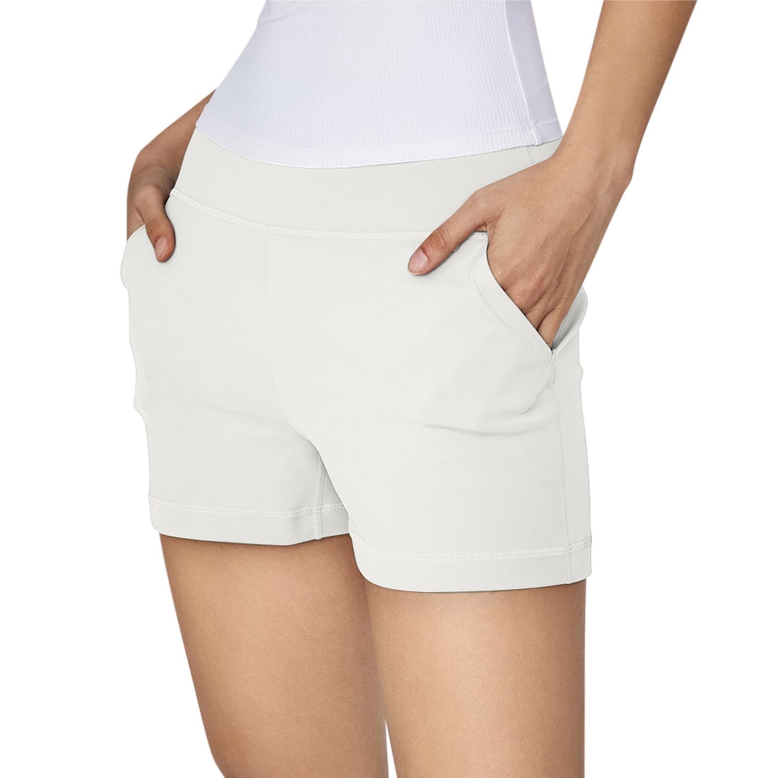 Besolor Womens Yoga Shorts Straight Leg Elastic Waisted Casual Loose ...