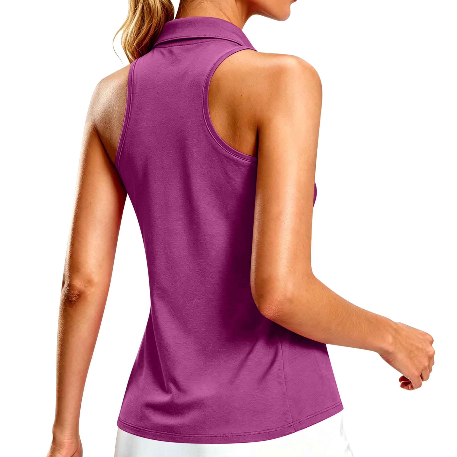 Besolor Workout Tank Tops Woman Sleeveless Quarter Zipper Lapel Collar ...