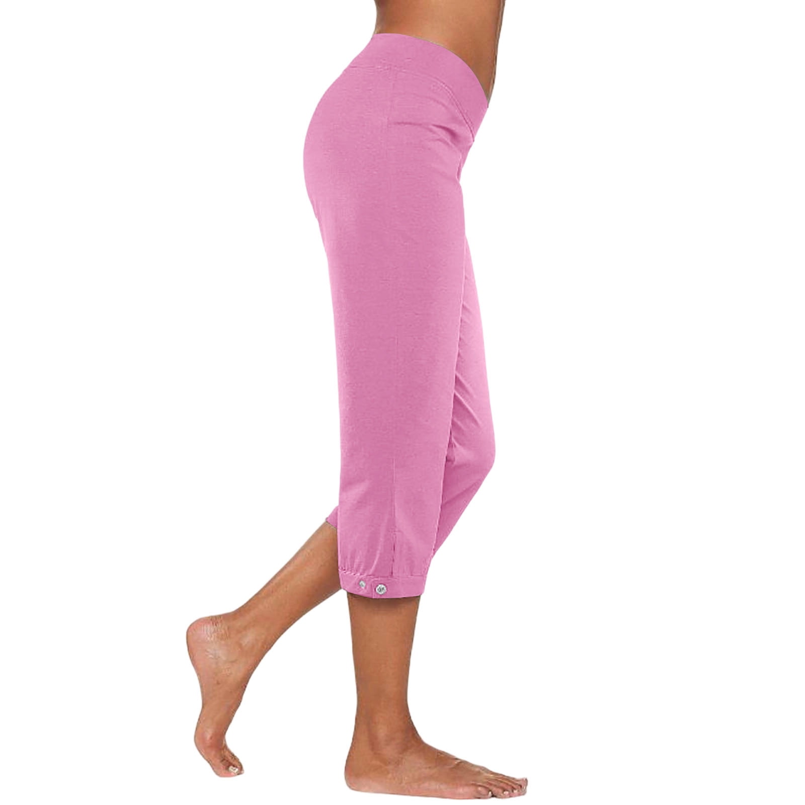 Besolor Yoga Capris for Women Elastic Waisted Straight Leg Casual Loose ...