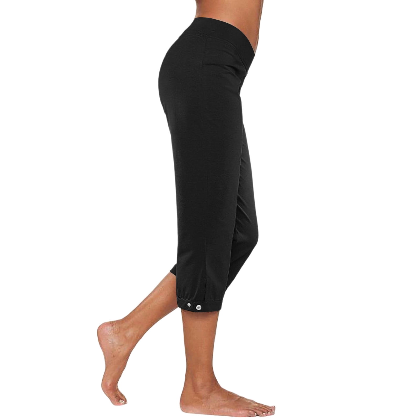 Besolor Yoga Capris for Women Elastic Waisted Straight Leg Casual Loose ...
